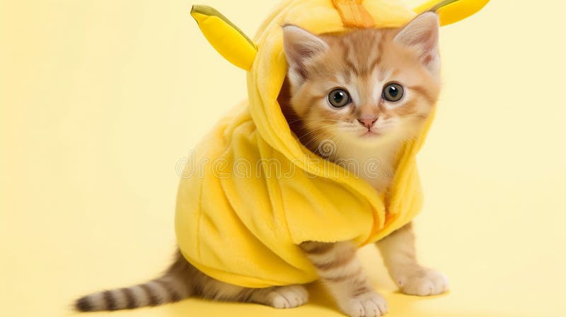 Cute Kitten in a Banana Costume. Banana-Styled Kitten: Adorable Fruit ... Cute Kitten in a Banana Costume. Banana-Styled Kitten: Adorable Fruit ...