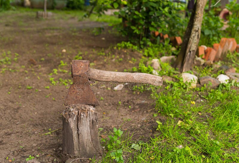 Ax Log, Background Rustic, Old Wood Chopping Tool Stock Photo - Image ...