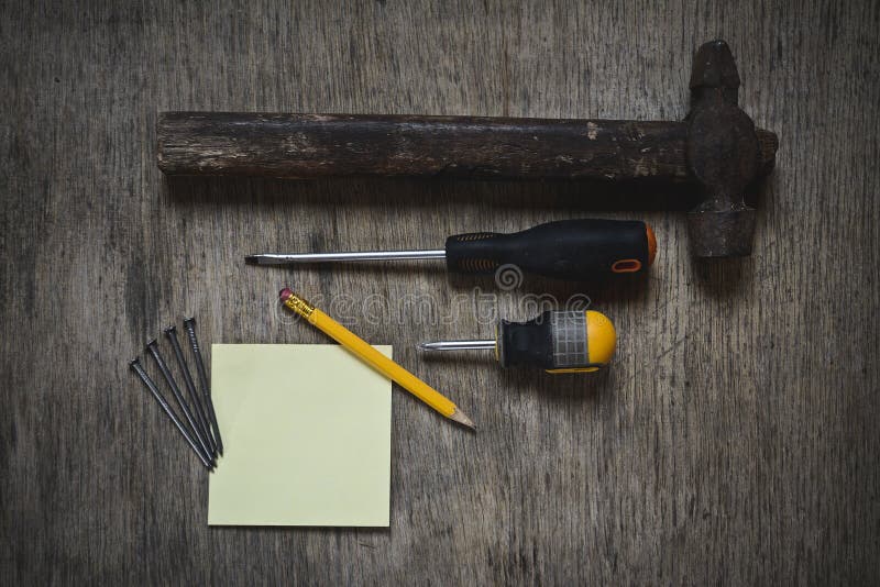 Ax, a Hammer, a Screwdriver and Nails Stock Image - Image of haft ...