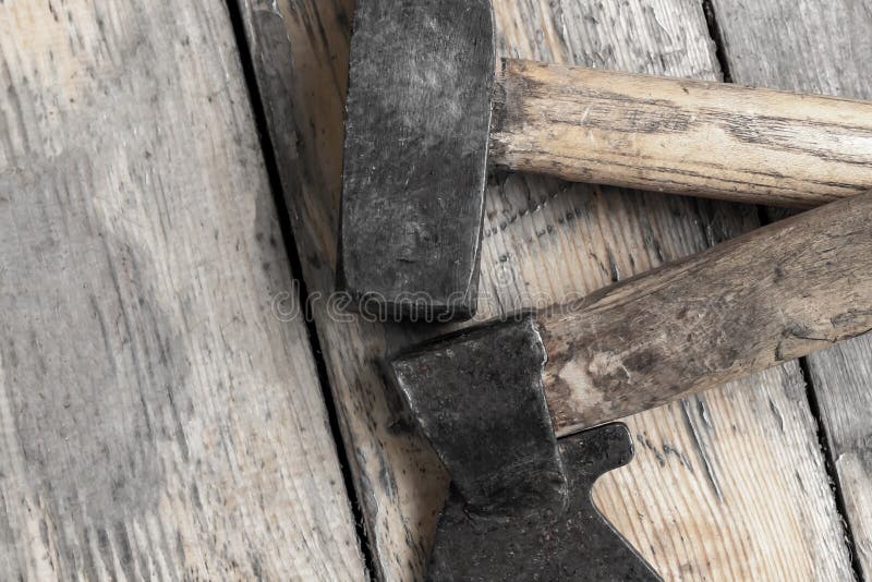 Ax and Hammer a Traditional Tool for Construction on the Background of ...