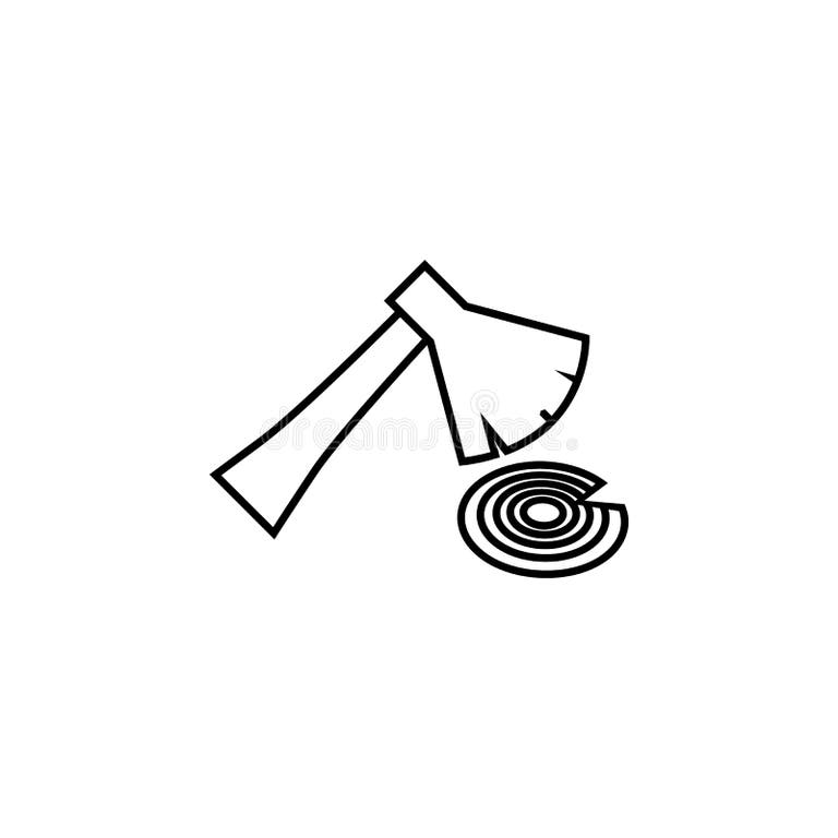 Ax and Log Outline Icon. Element of Construction Icon for Mobile ...