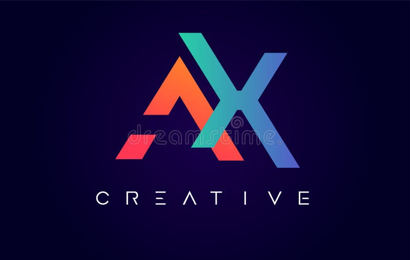 AX Logo Letter Design with Modern Creative Concept and Orange Blue ...
