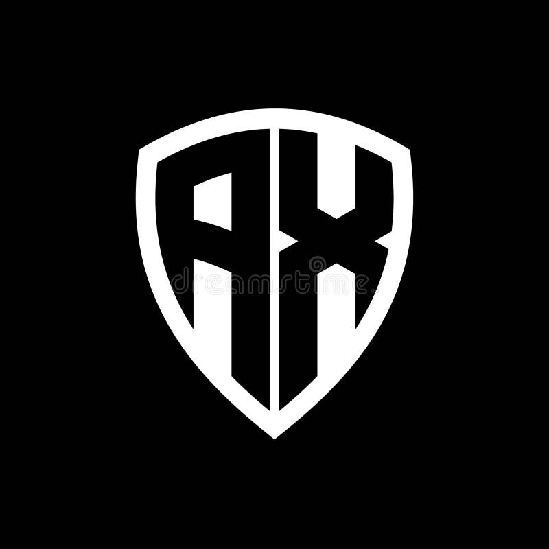 AX Monogram Logo with Bold Letters Shield Shape with Black and White ...