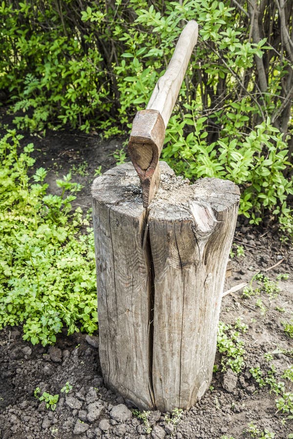 Ax stuck in the stump stock image. Image of handle, occupation - 73022883