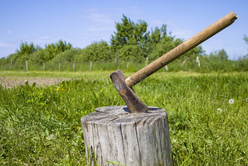 Ax and stump stock image. Image of timber, hatchet, outdoor - 220475949