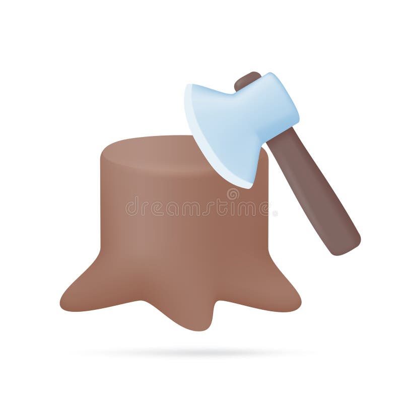 Ax and Tree Stop Cutting Down Trees Concept. 3d Illustration Stock ...