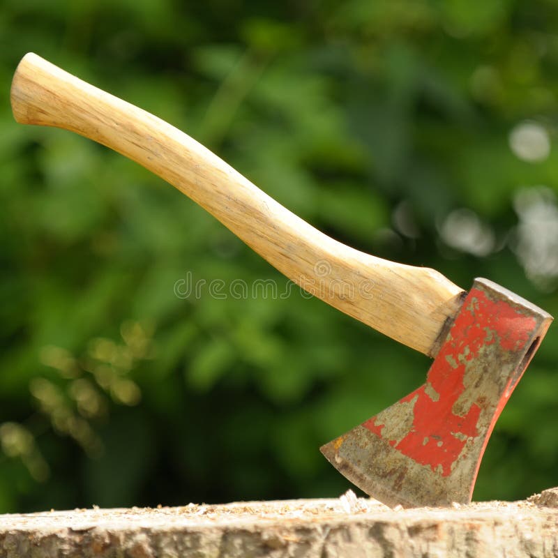 Ax (Wood Chopper) in Tree Stump Stock Photo - Image of hack, equipment ...