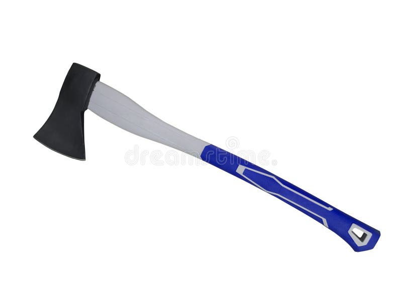 Axe with blue handle. stock photo. Image of iron, single - 117664394