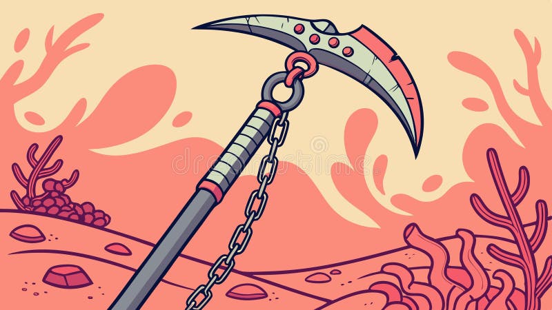 Axe with Chains in Fiery, Rocky Landscape, Vector Design Generative AI ...