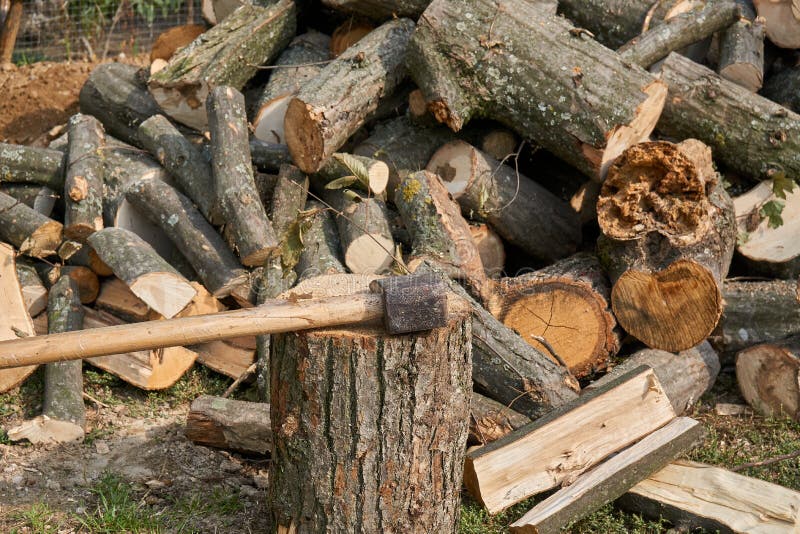 Axe in Chopping Block stock image. Image of chop, firewood - 198860493