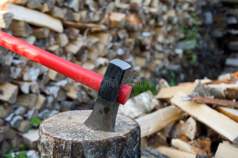 Axe and fire wood stock image. Image of woodpile, stack - 10451913
