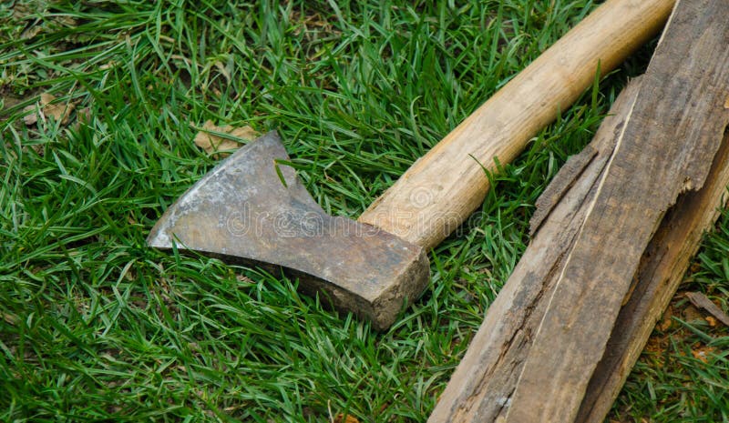 Axe stock image. Image of green, nature, metal, blade - 52834545