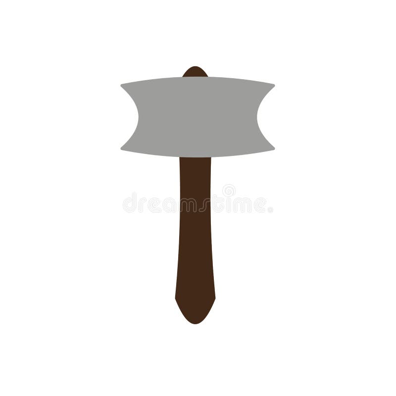 Axe with Grey Metal Part and Wooden Handle. on the Blade Chipped ...