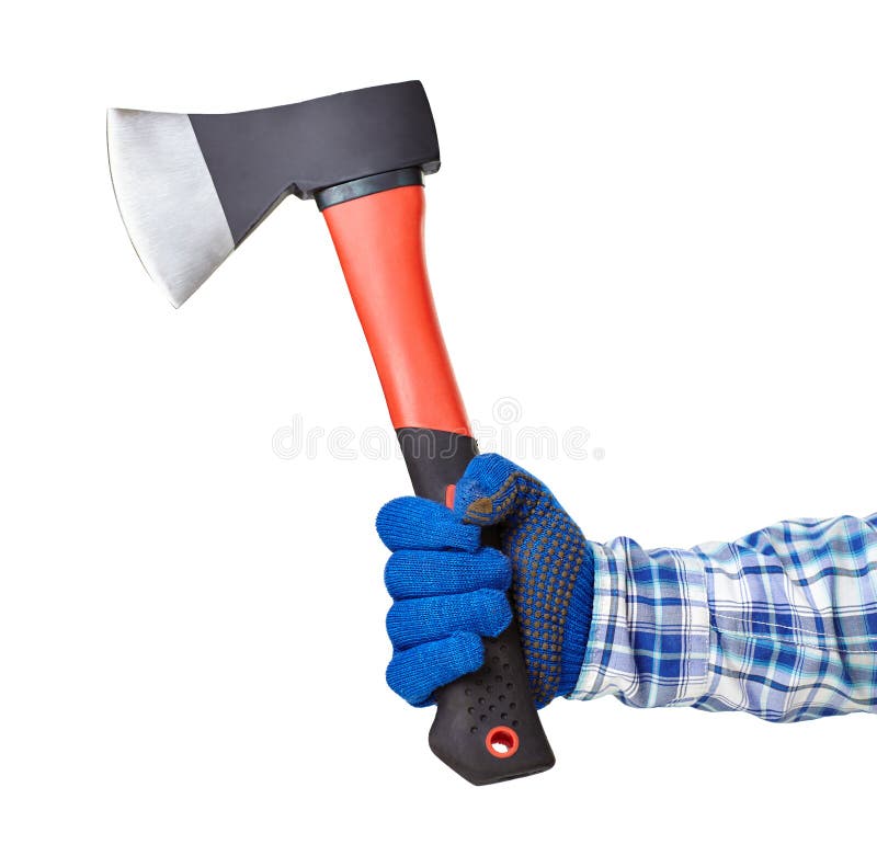 Metal Arm And Hand Holding Axe Isolated. Stock Image - Image of metal ...