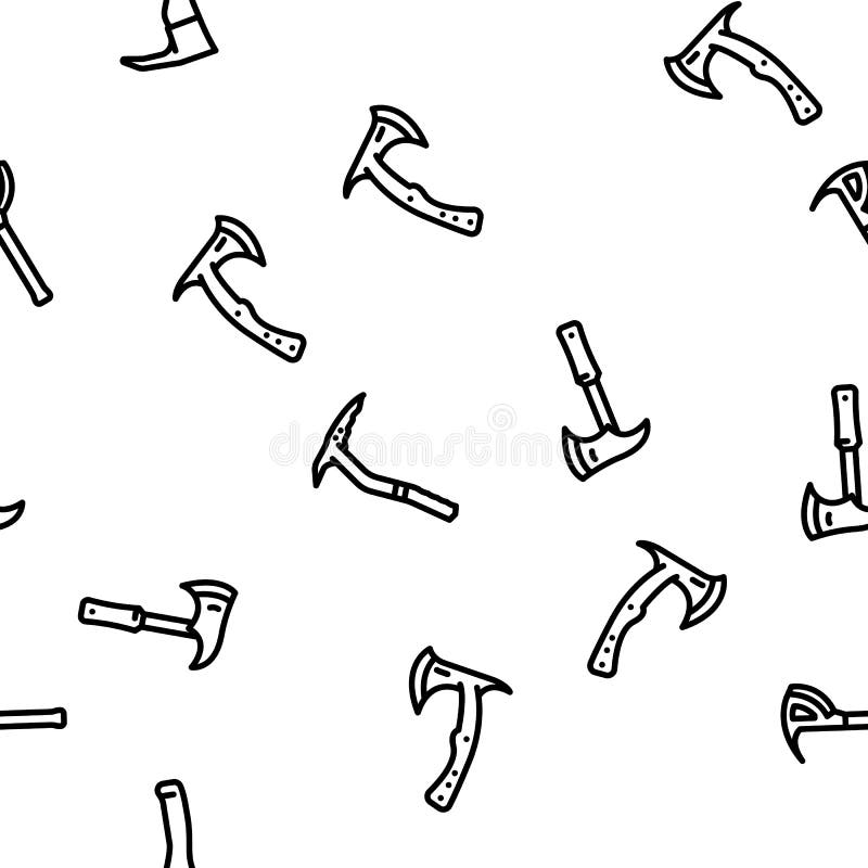 Axe Hatchet Wood Blade Tool Vector Seamless Pattern Stock Illustration ...