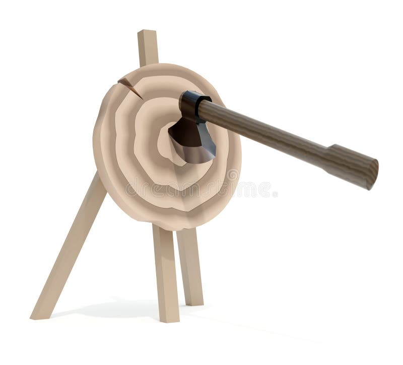 Axe hits target stock illustration. Illustration of tools - 352873311