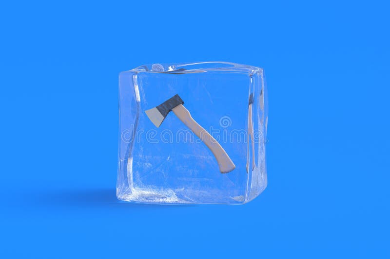 Axe in ice cube. stock illustration. Illustration of sharp - 304185087