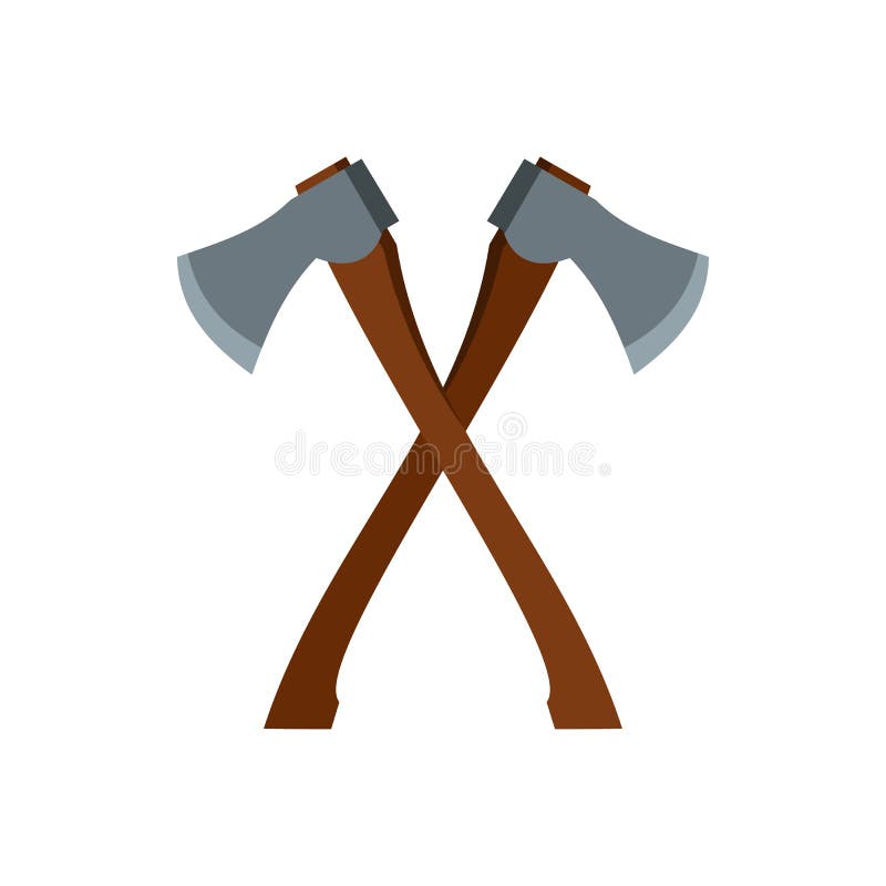 2 axe icon, flat style stock vector. Illustration of metal - 83212194