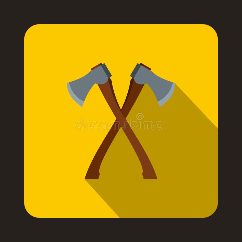 2 axe icon, flat style stock vector. Illustration of danger - 82579506