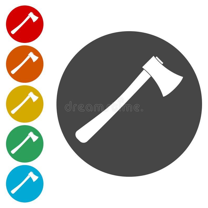 Axe Icons set stock vector. Illustration of flat, equipment - 134503008