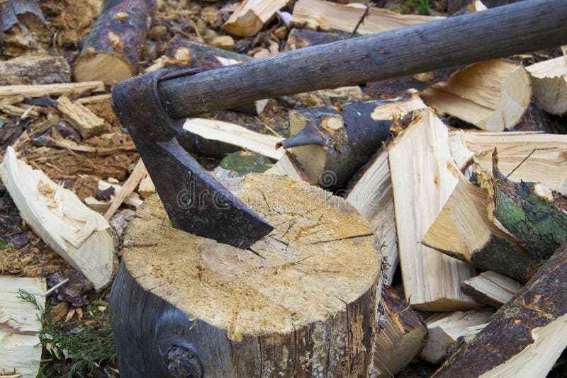 Axe in log stock image. Image of heavy, handle, stub - 23210267