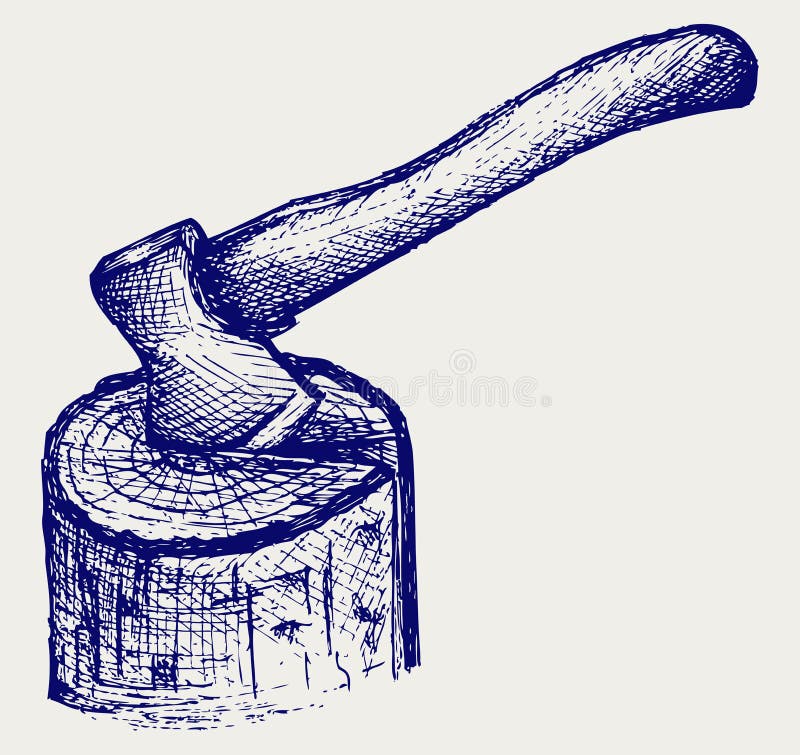 Axe and log stock vector. Illustration of handwritten - 29506549