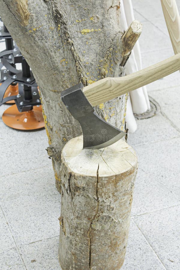 Axe in log stock image. Image of deforestation, nature - 43274675
