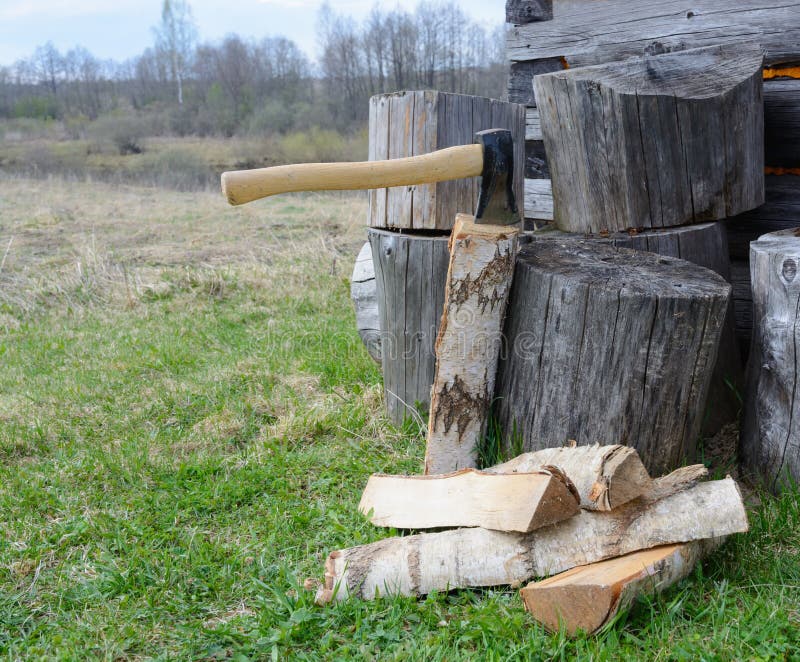 Axe in a log stock photo. Image of timber, sharp, outside - 70799412