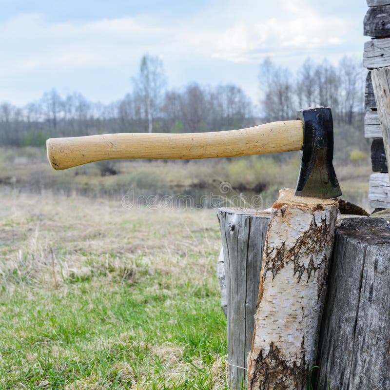 Axe in a log stock image. Image of outdoor, cutter, firewood - 70799421