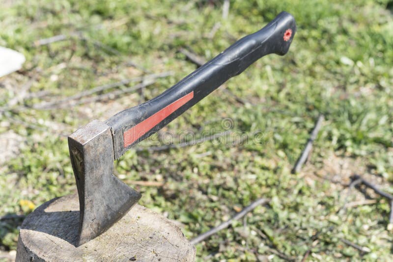 Axe in the log stock image. Image of blade, lumber, outdoor - 68494449
