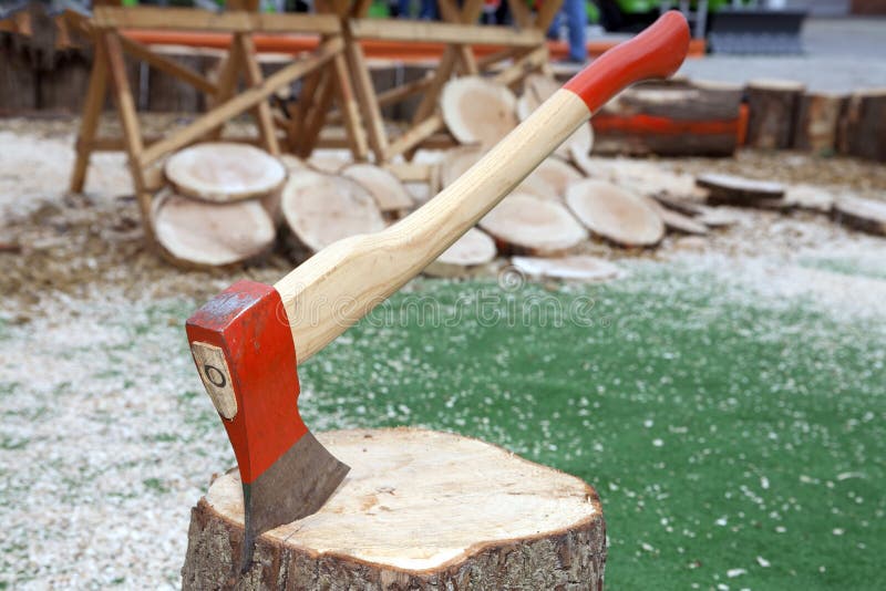 Axe in log stock image. Image of lumber, stub, cutting - 58396289