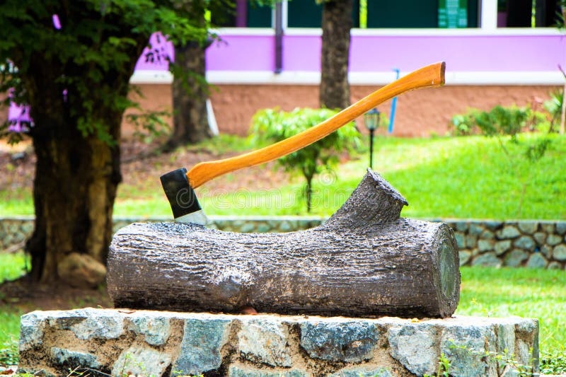 Axe and Log stock photo. Image of vajiravudh, scouts - 76771314