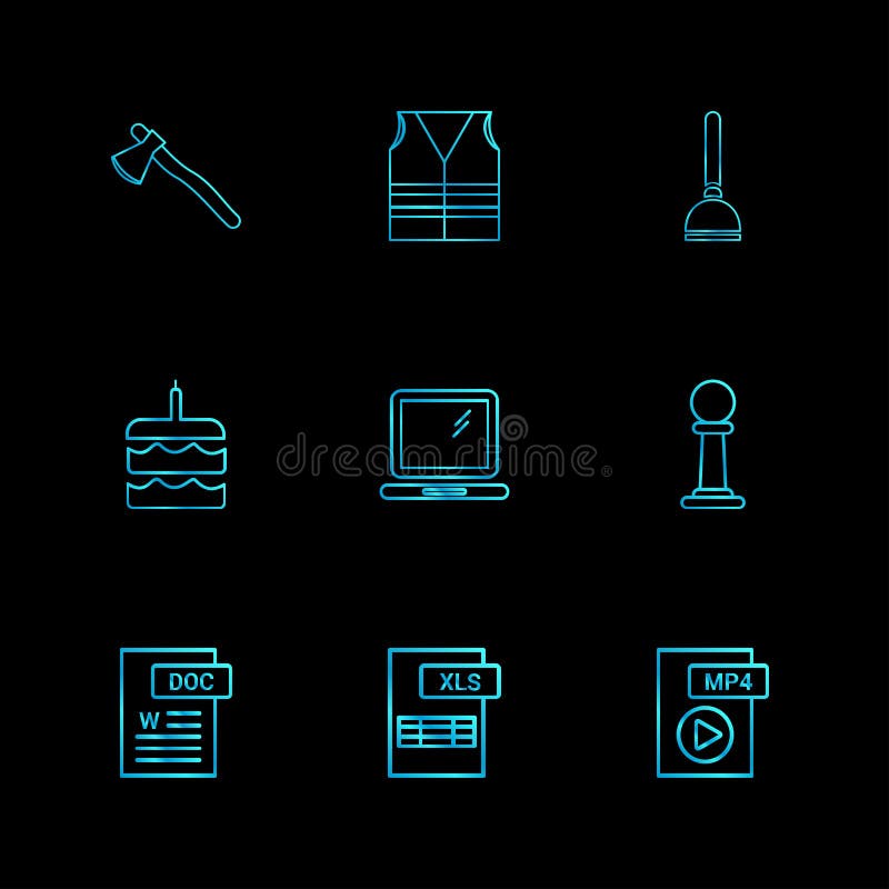 Axe , Safety Jacket , Pump , Cake , Word Document , Laptop , Mp4 File ...