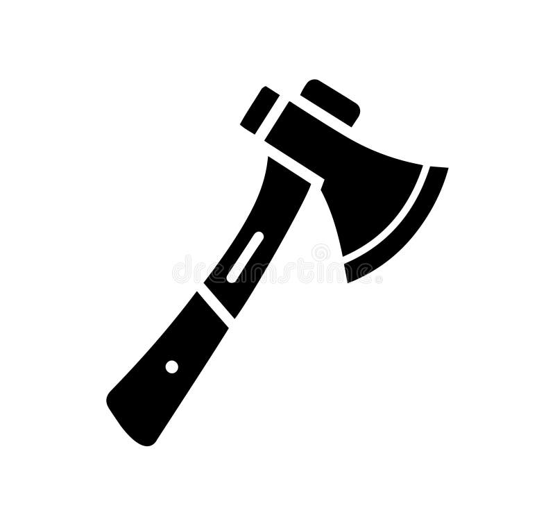 Simple Black and White Axe Silhouette Icon Vector Art Illustration ...