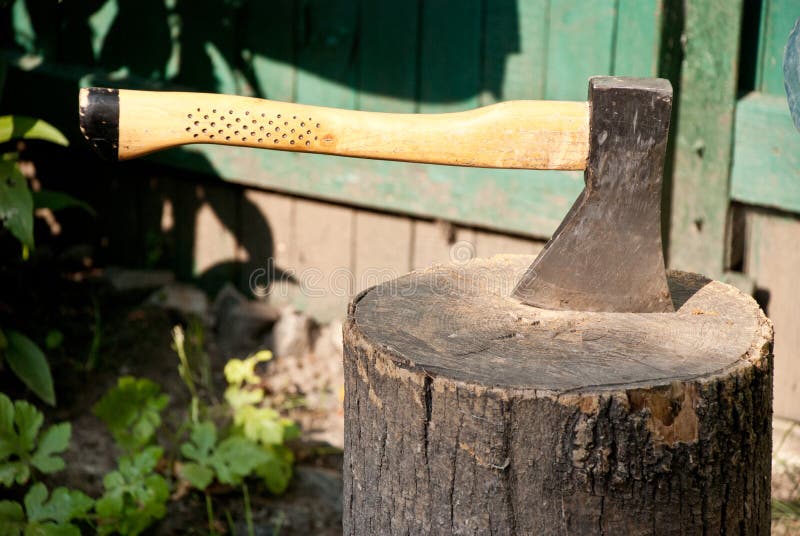 Axe in a stump stock photo. Image of iron, tool, metal - 21029738
