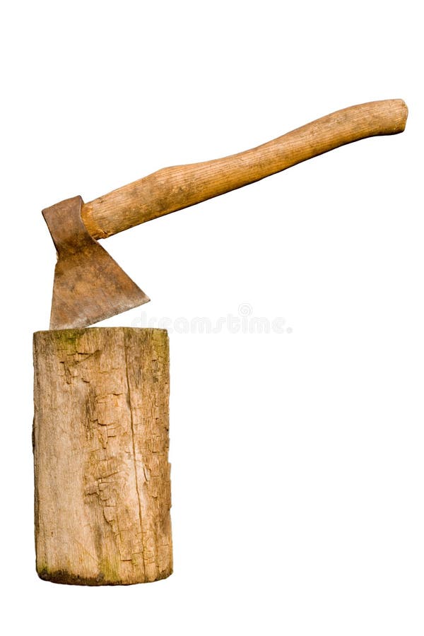 Axe in a Stump Chopping Wood Isolated Stock Photo - Image of chopping ...