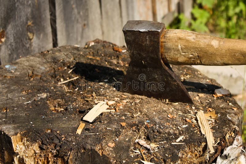 Axe and stump stock image. Image of rural, lumber, hatchet - 37525363