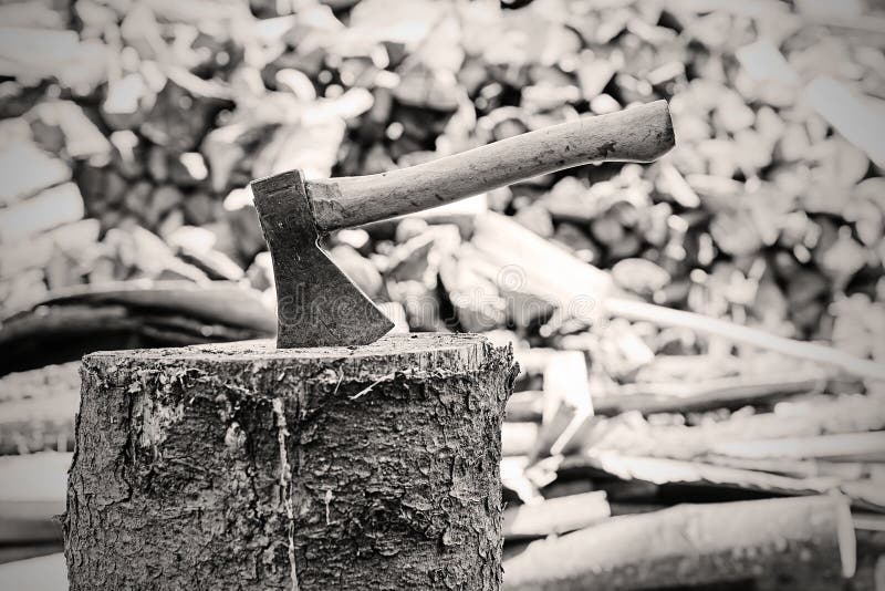 Axe in the stump stock image. Image of retro, outdoor - 94264675