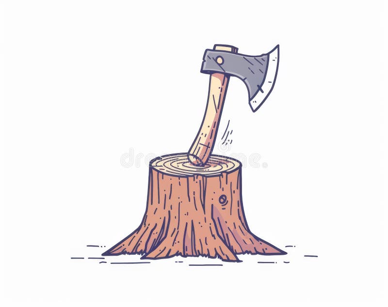 The Axe in Stump is Shown As a Continuous One Line Drawing. the Strokes ...