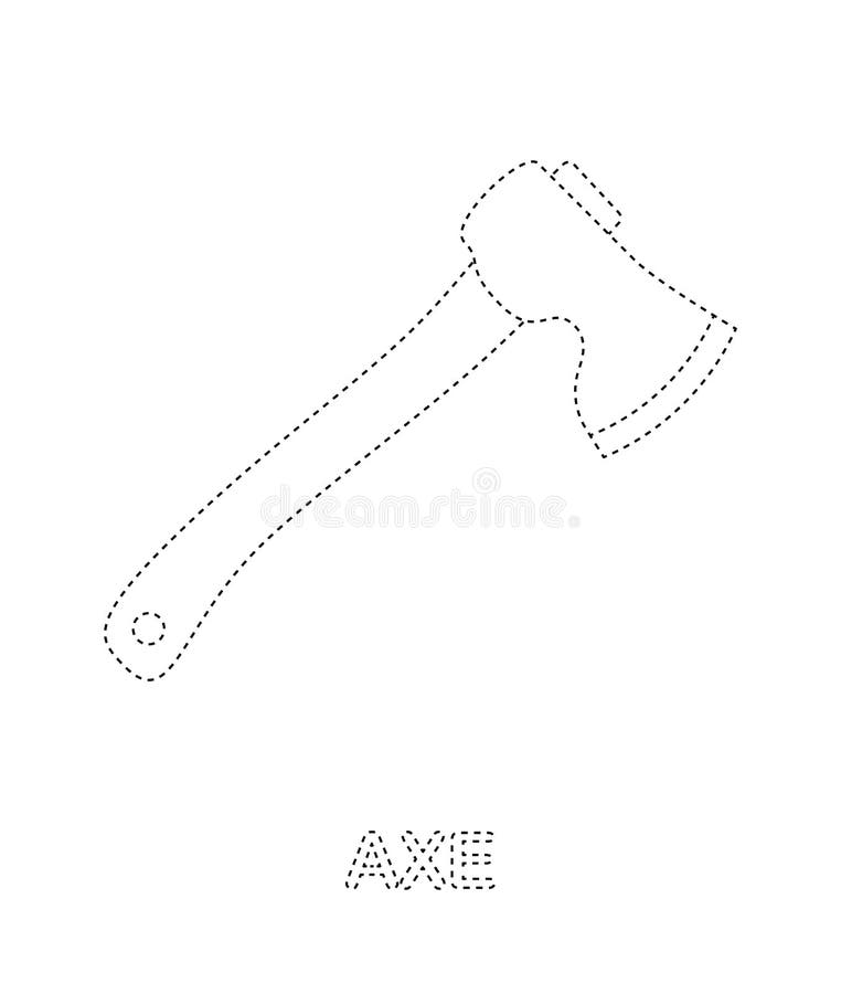 Axe Tracing Worksheet for Kids Stock Vector - Illustration of isolated ...