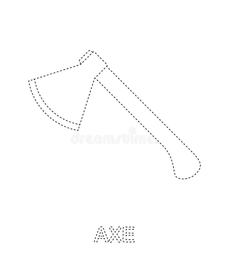 Axe Tracing Worksheet for Kids Stock Vector - Illustration of baby ...