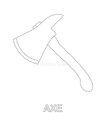 Axe Tracing Worksheet for Kids Stock Vector - Illustration of drawing ...