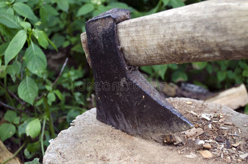 Ax in the shoe stock photo. Image of forest, energy - 121490360