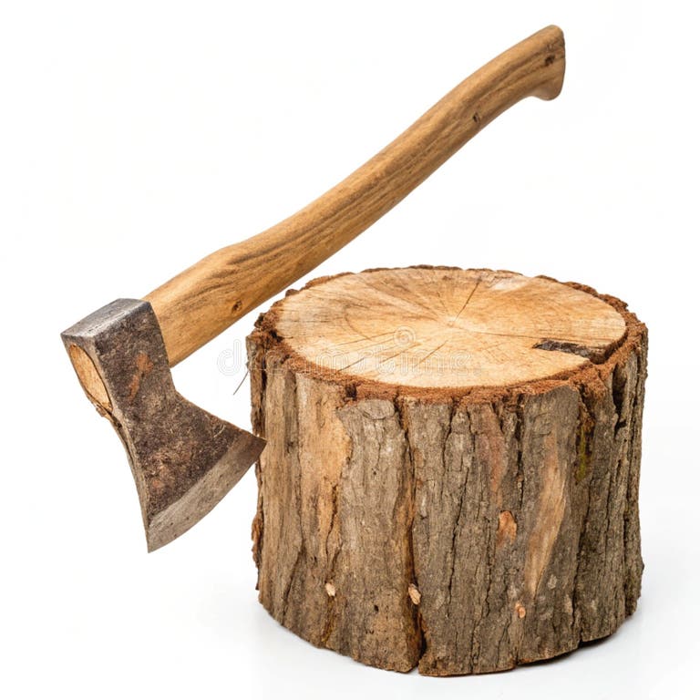 Axe in Tree Stump Isolated on White Background Stock Illustration ...