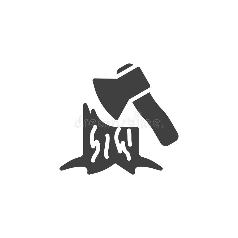 Axe tree stump vector icon stock vector. Illustration of vector - 304663810
