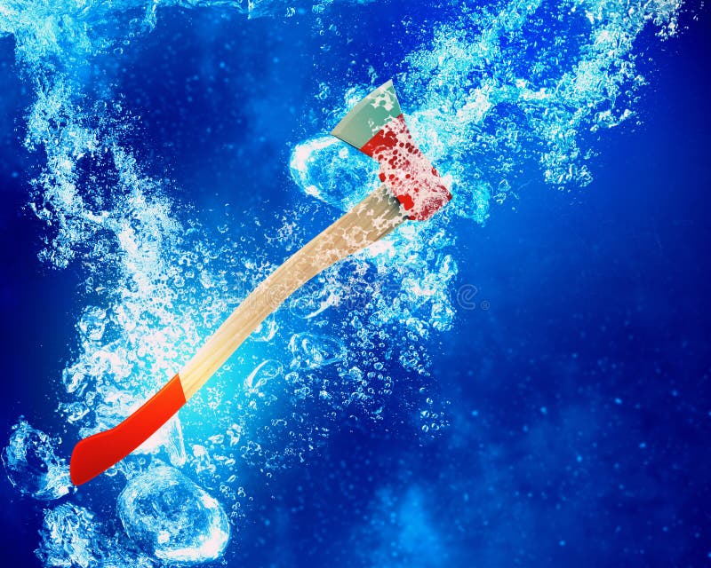 Axe under water stock photo. Image of wallpaper, steel - 68979514