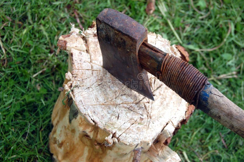 Axe in Wood Log stock image. Image of traditional, bark - 93742833