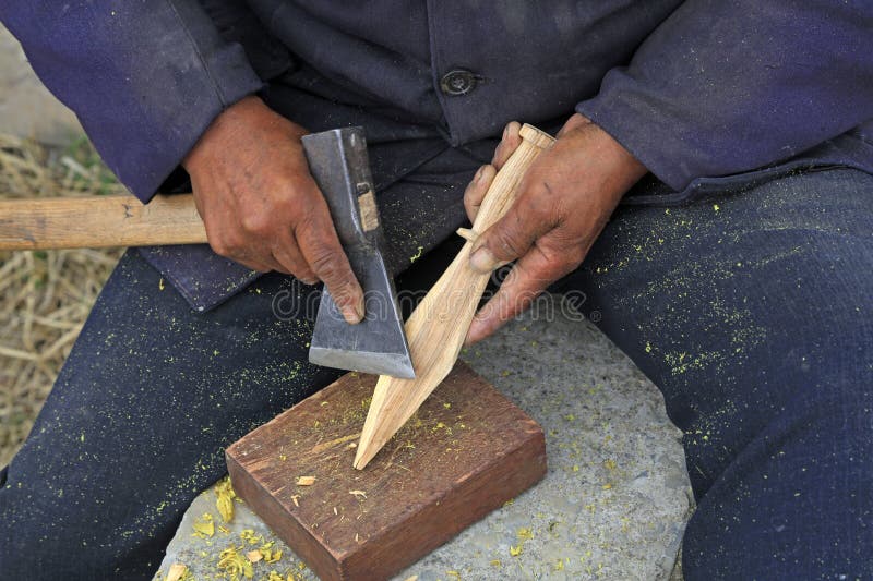 Axe a Wooden Dagger with an Axe Stock Image - Image of rough, hand ...
