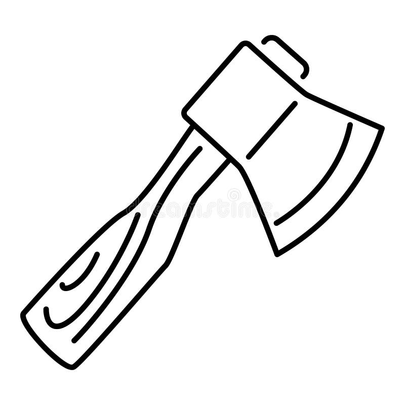 Axe with Wooden Handle Icon, Outline Style Stock Vector - Illustration ...
