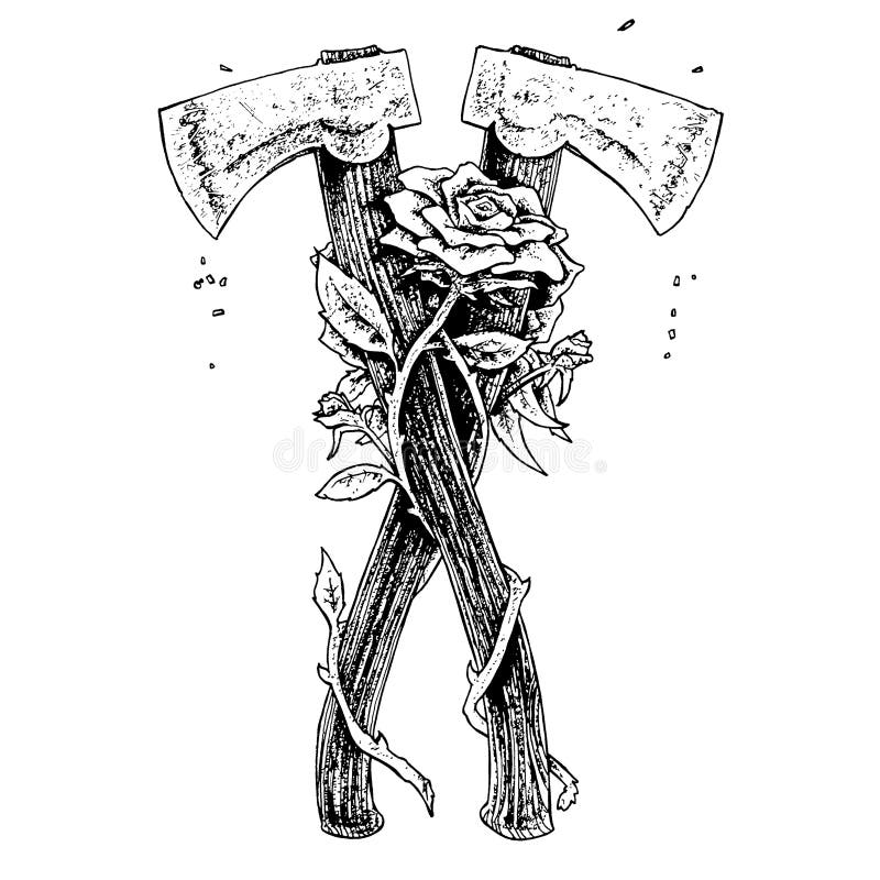 Black and White Rose Flower Vector Illustration. Simple Rose Blossom ...